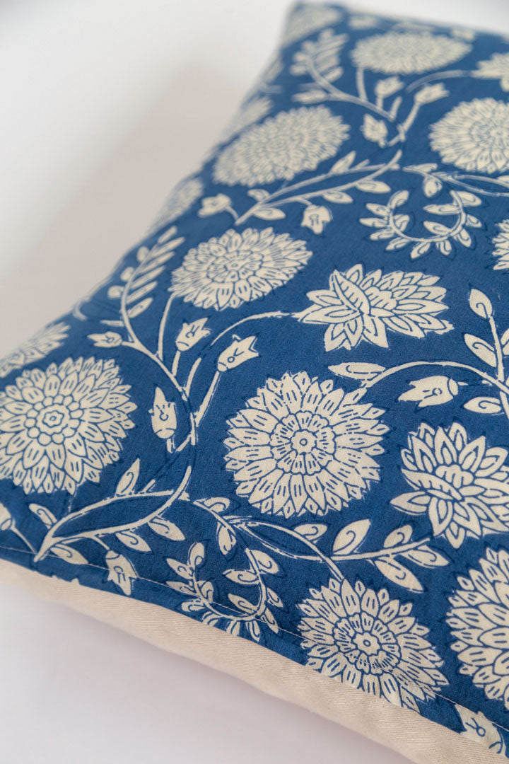Blue Floral Block Print Pillow Cover + Insert 20x20 – Alice & Lois